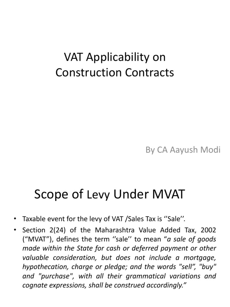 VAT Applicability To Construction Services | PDF | Value Added Tax ...