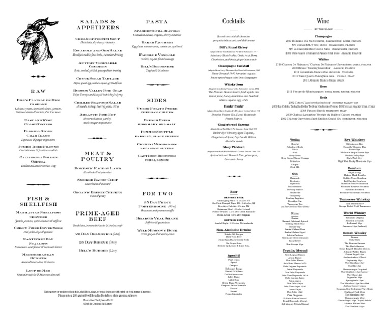 Bill's Menu | PDF