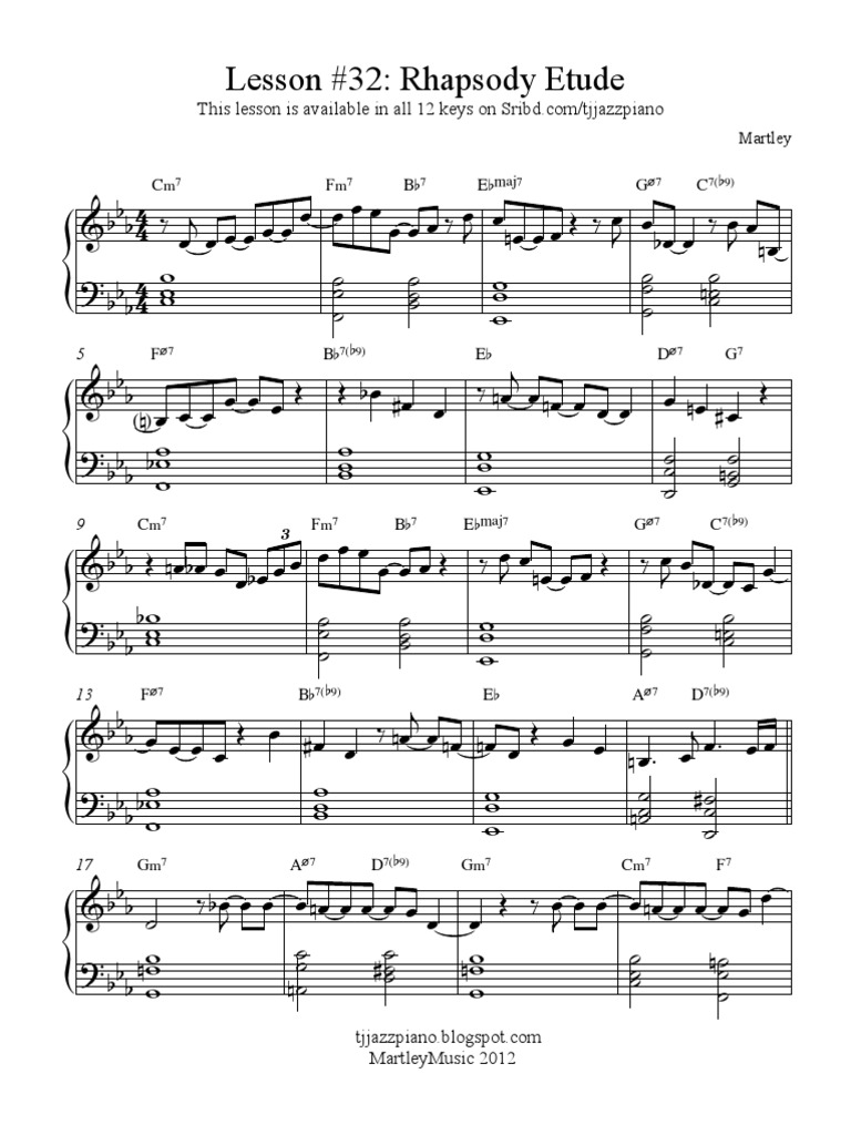 Jazz Piano Lesson #32: I Hear A Rhapsody Etude | PDF | Home & Garden