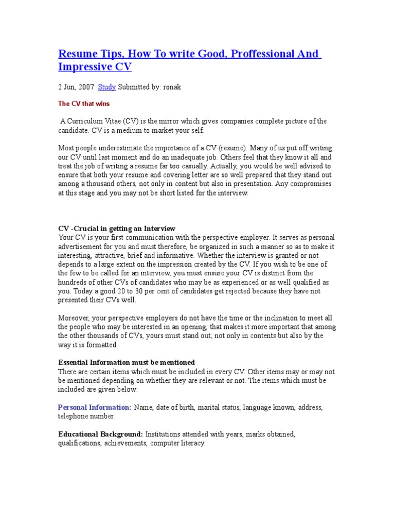 Resume Tips | PDF | Typefaces | Question