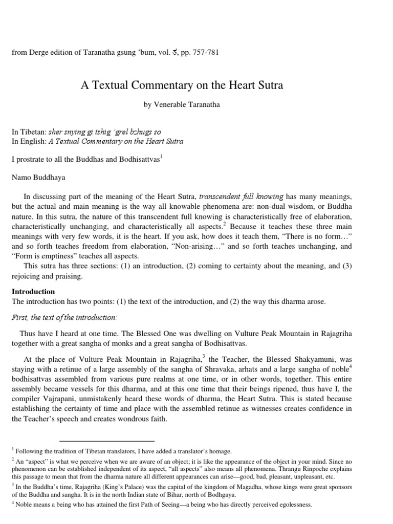 Commentary on the Heart Sutra | PDF | Śūnyatā | Enlightenment In Buddhism