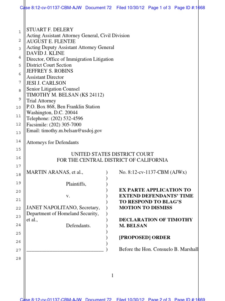 Ex Parte Application To Extend Defendants' Time To Respond To Blag'S ...