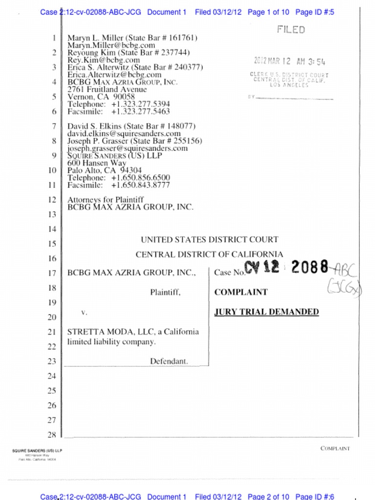 Complaint - BCBG | Download Free PDF | Trade Dress | Complaint