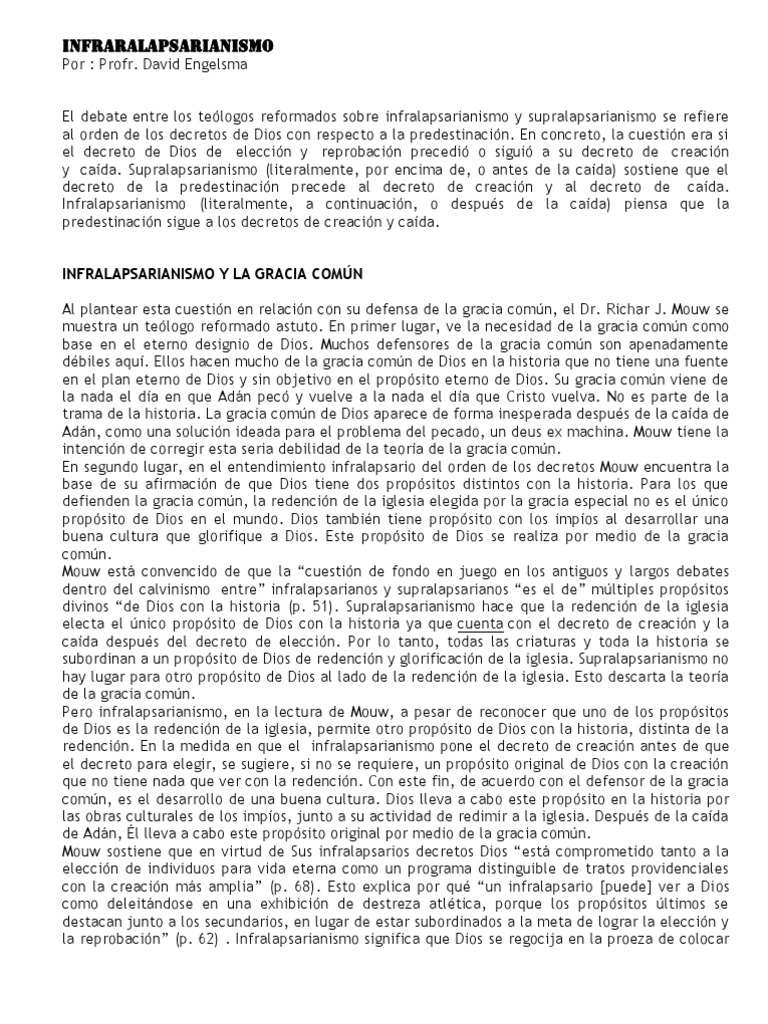Infralapsarianismo y Gracia Común | PDF | Gracia en el cristianismo ...