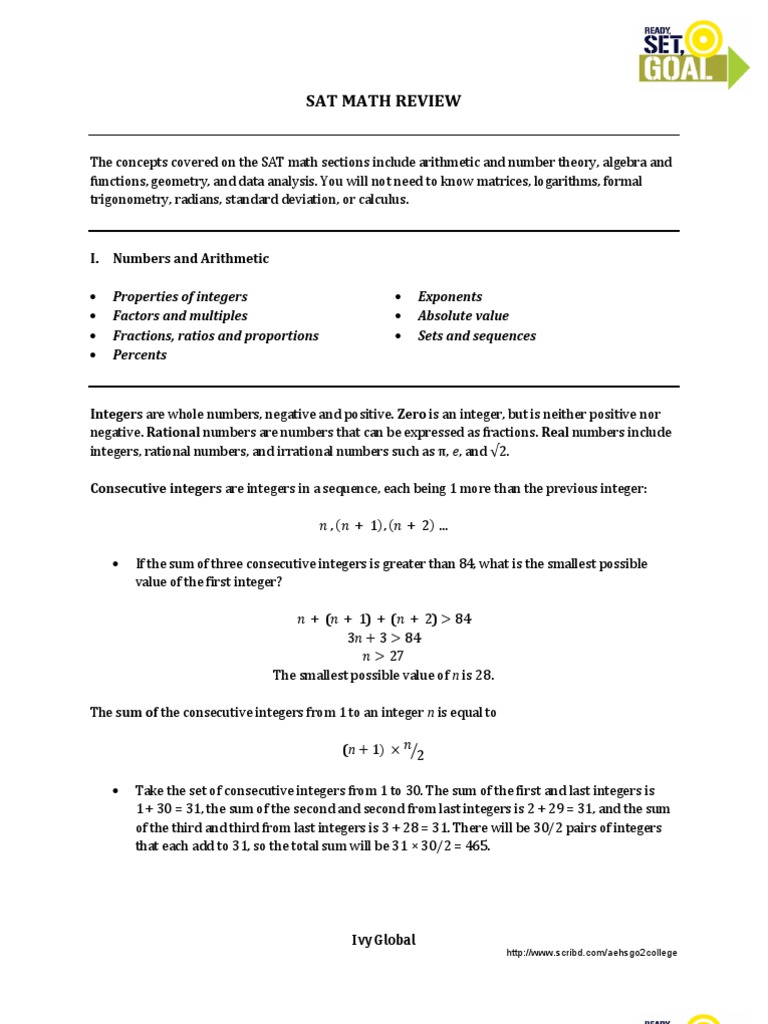 SAT/ ACT/ Accuplacer Math Review | PDF | Circle | Triangle