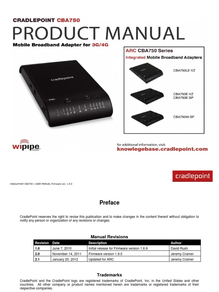 CradlePoint CBA750 Series Manual 1.9.0 0 (CX111) | PDF | Ip Address ...