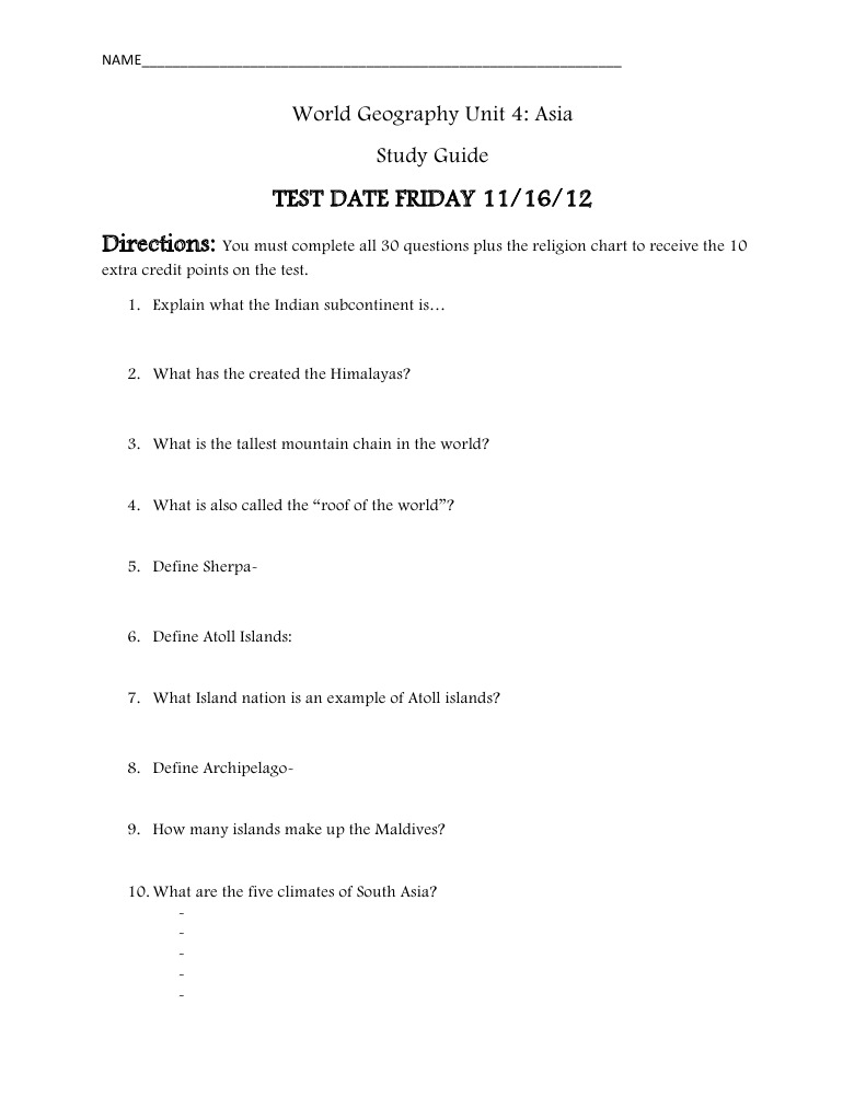 World Geography Unit 4 | PDF | Travel