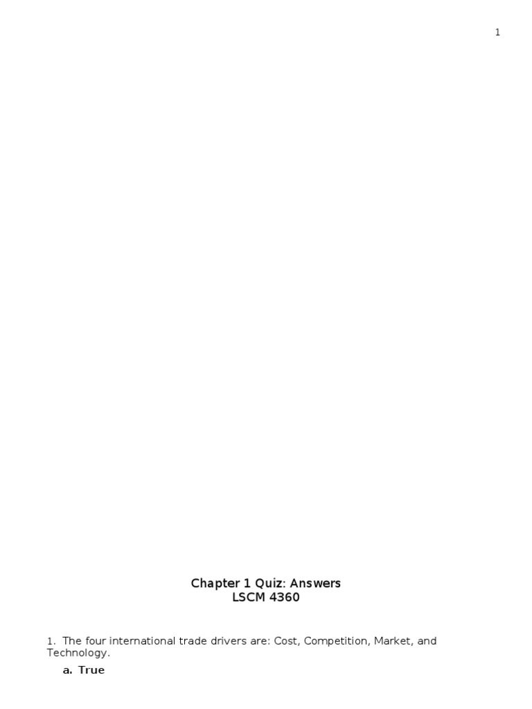 International Trade Quiz Answers | PDF | Comparative Advantage ...