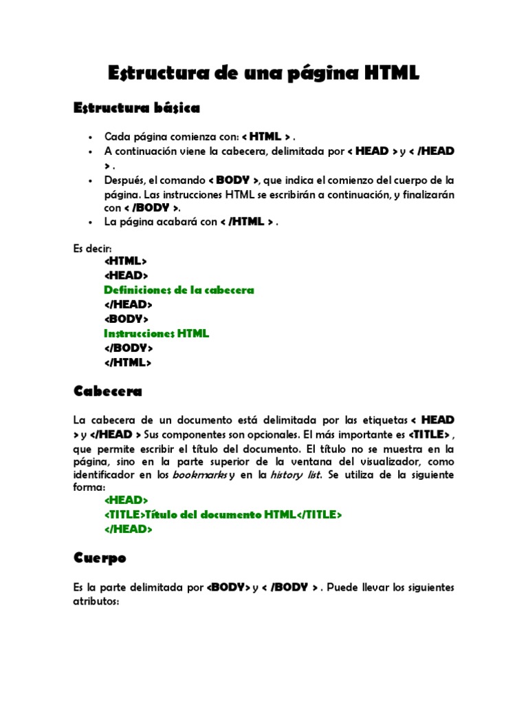 Estructura de Una Página HTML | PDF | Lenguaje de marcado | HTML