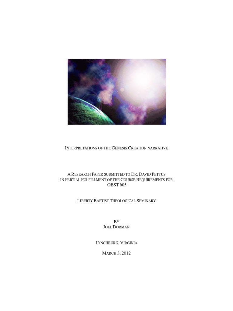 Interpretations Of The Creation Narratives In Genesis Pdf Genesis