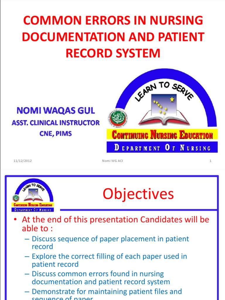 Common Errors in Nursing Documentation | PDF | Fahrenheit | Medical Record