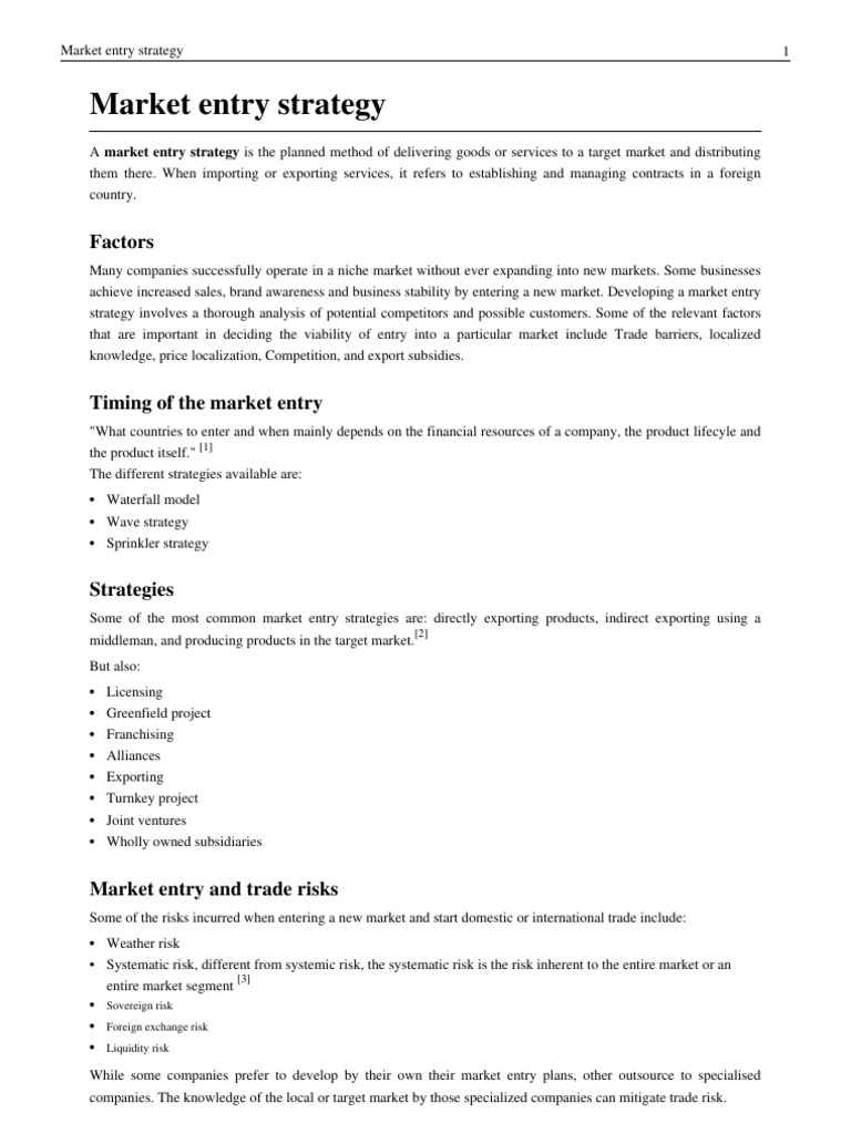 Market Entry Strategy | PDF | Exports | Business Economics