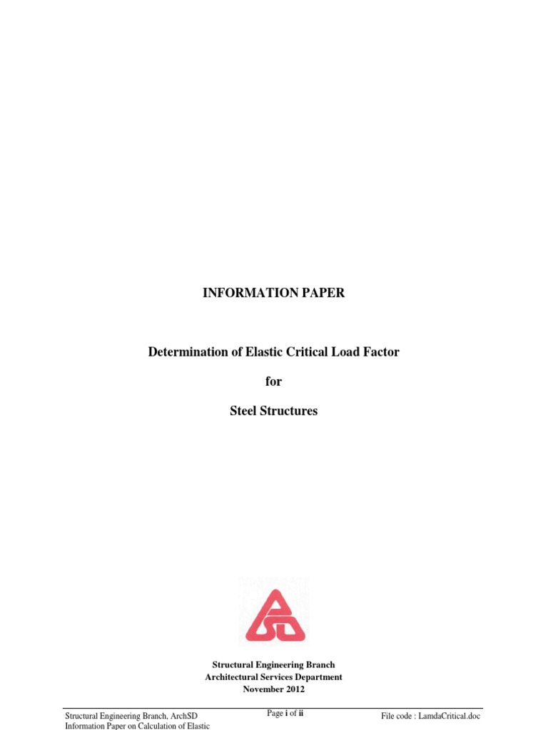Determination of Elastic Critical Load Factor For Steel Structures ...