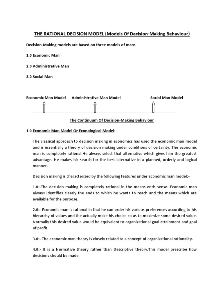 Overview of Rational Decision Models | PDF | Rationality | Decision Making