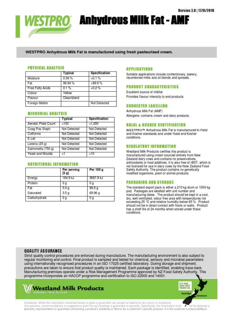 Amf | PDF | Milk | Shelf Life