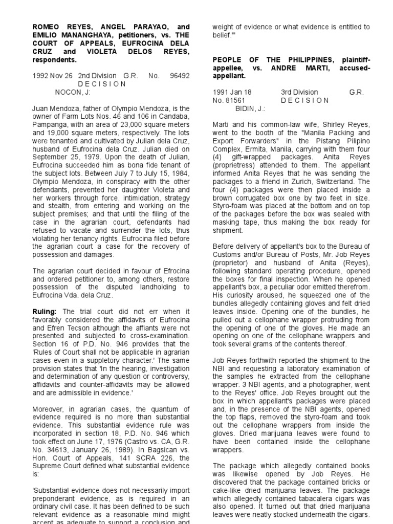 Evidence Cases (Jopep) | PDF | Confession (Law) | Search And Seizure