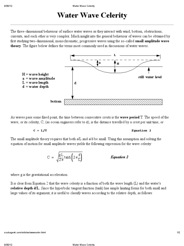 Water Wave Celerity | Wavelength | Waves