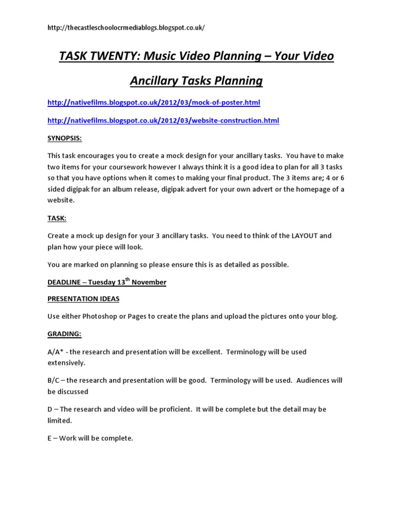 TASK TWENTY - Ancillary Tasks | PDF