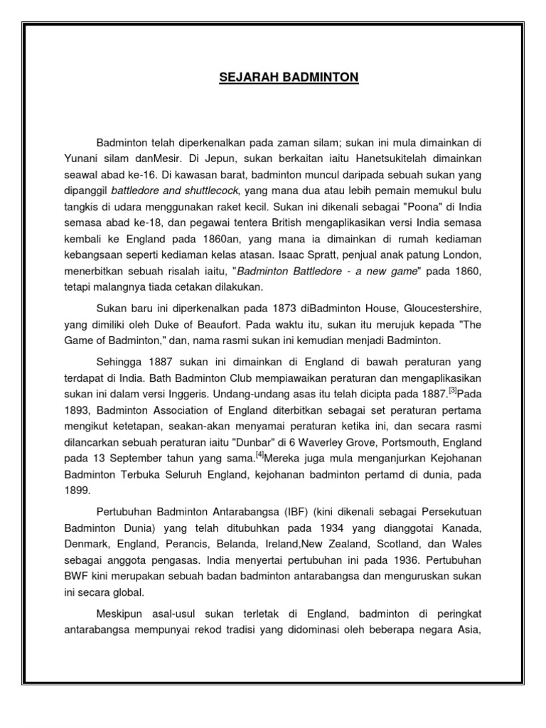 Sejarah Badminton | PDF