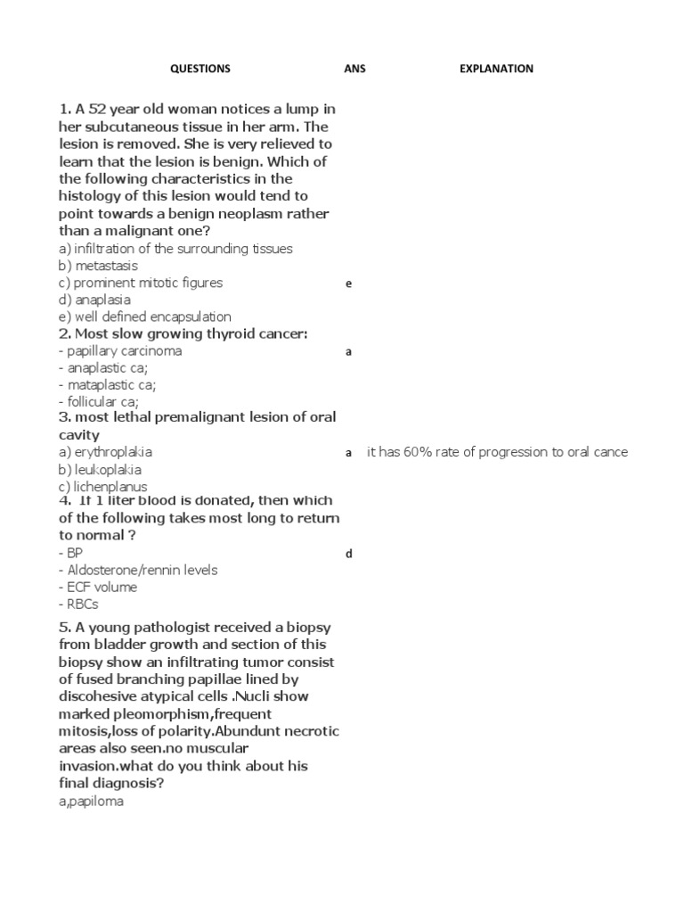 Patho Mcqs | PDF | Carcinoma | Cancer