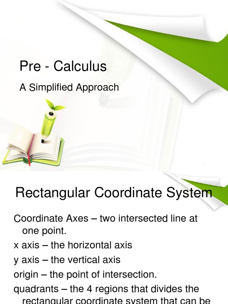Pre - Calculus: A Simplified Approach | PDF | Cartesian Coordinate ...