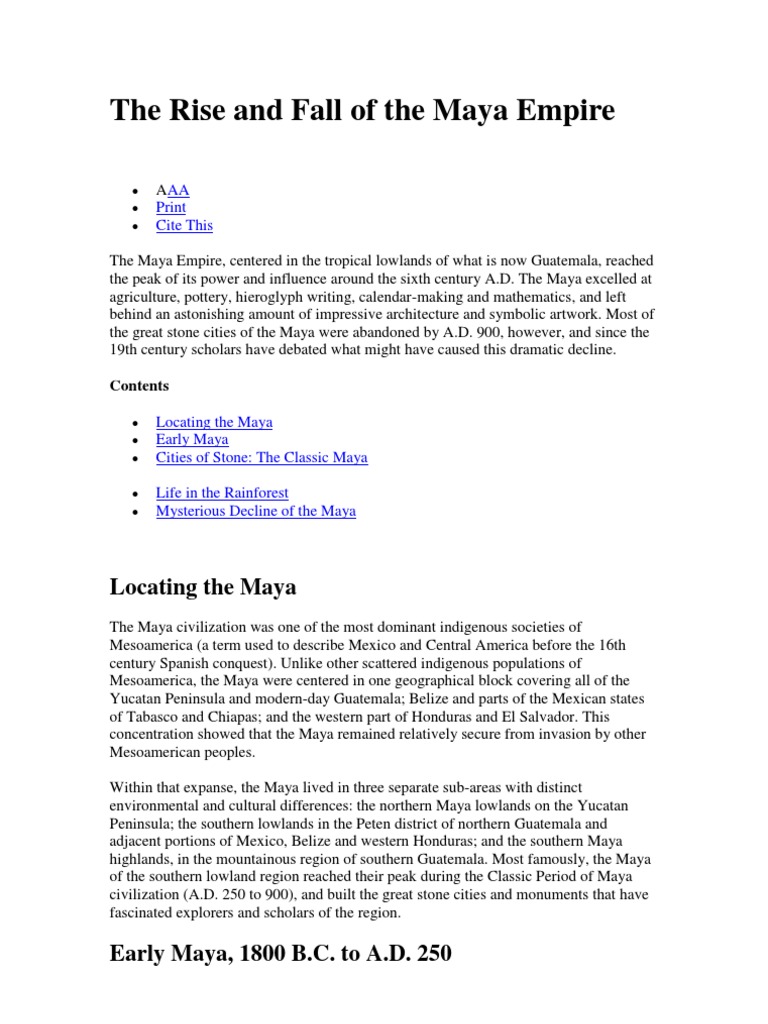 Rise and Fall of the Maya Empire | PDF | Maya Civilization | Mesoamerica