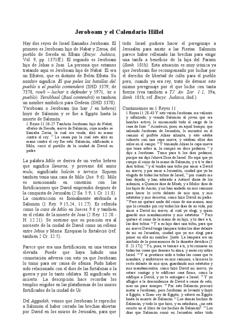 Shabat Lunar Jeroboam y El Calendario Hillel | PDF | Pascua de ...