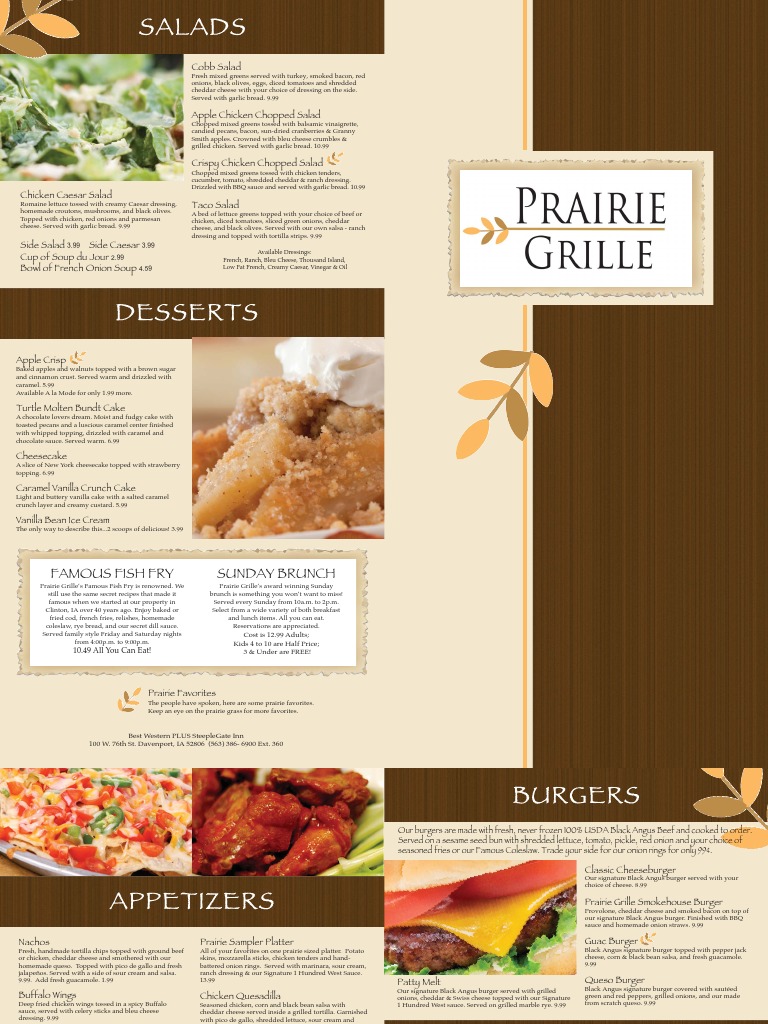 Prairie Grille Menu | Download Free PDF | Hamburgers | French Fries