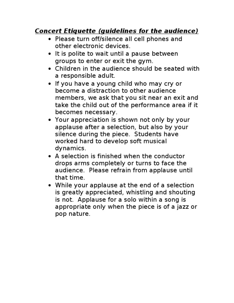 Audience Concert Etiquette Guidelines | PDF