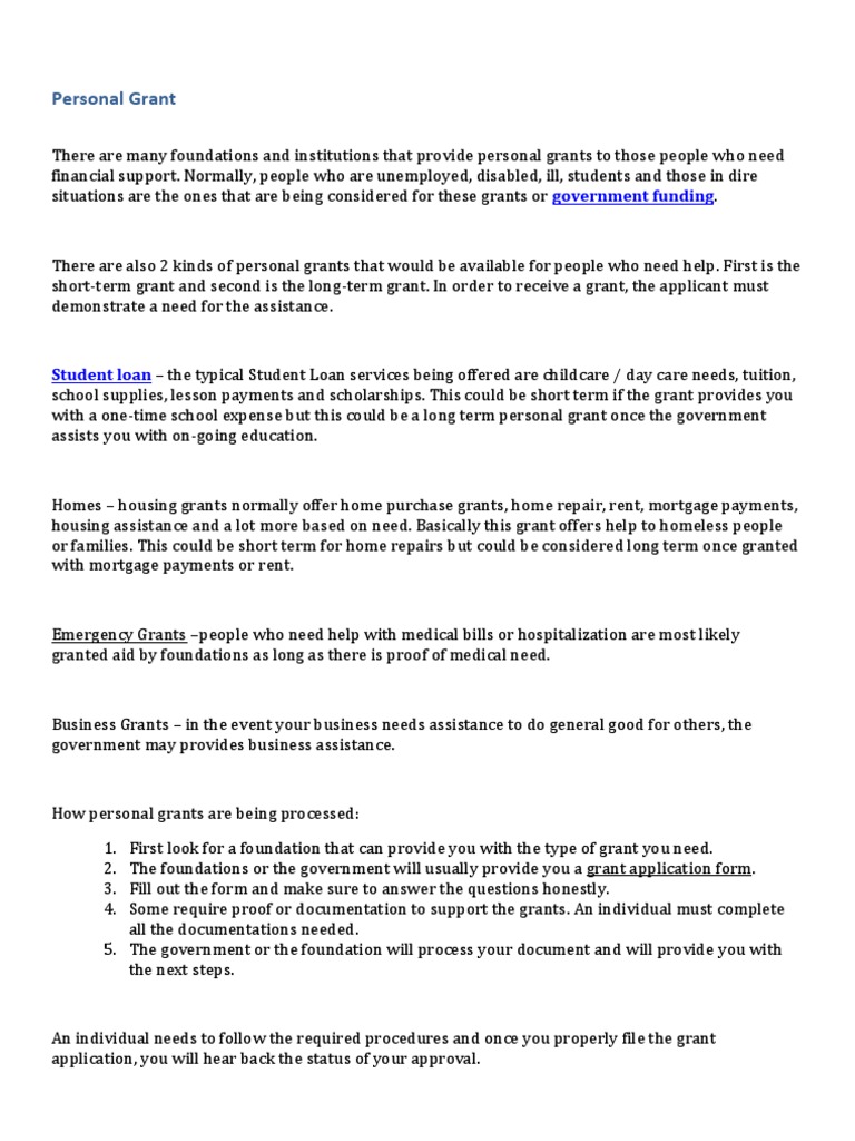Personal Grant | PDF | Grant (Money) | Tuition Payments