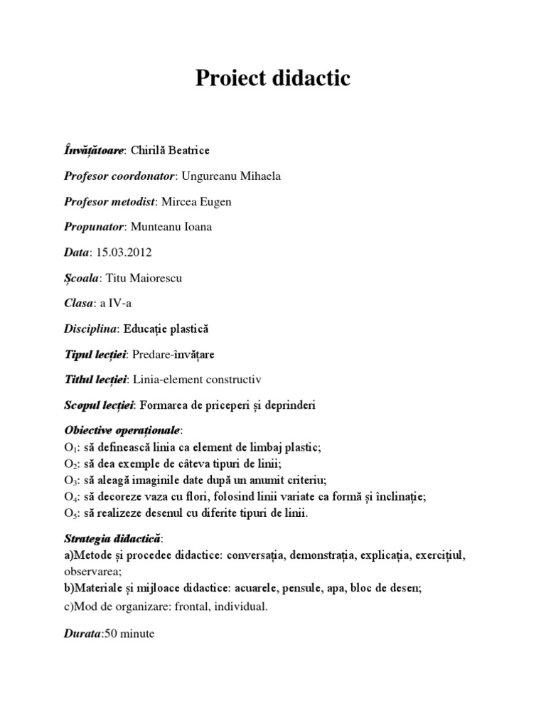 Victor Cheie complicat plan lectplan lectie educatie plastica modele decorative linie legislație ...