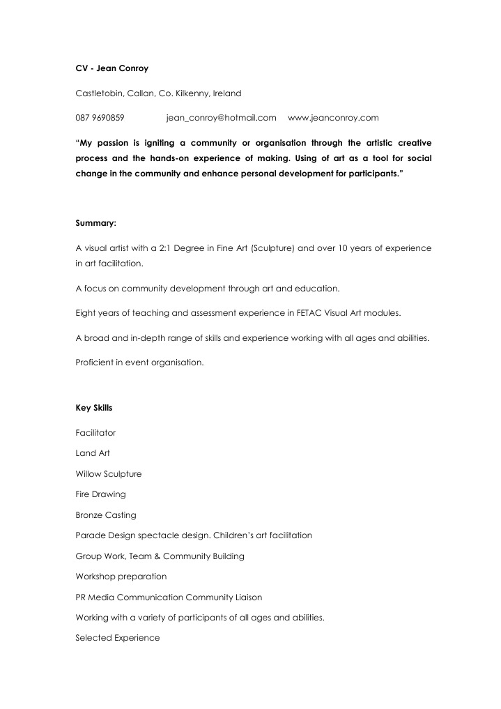 Jean Conroy CV 2011at 2 | PDF | Teaching And Learning | Further Education