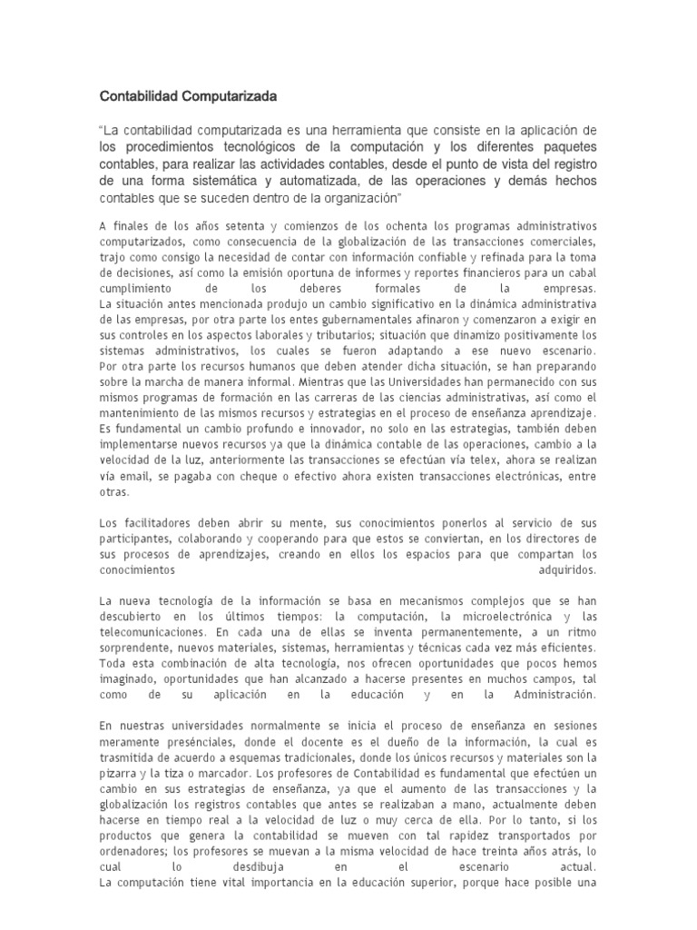Contabilidad Computarizada | PDF | Contabilidad | Software