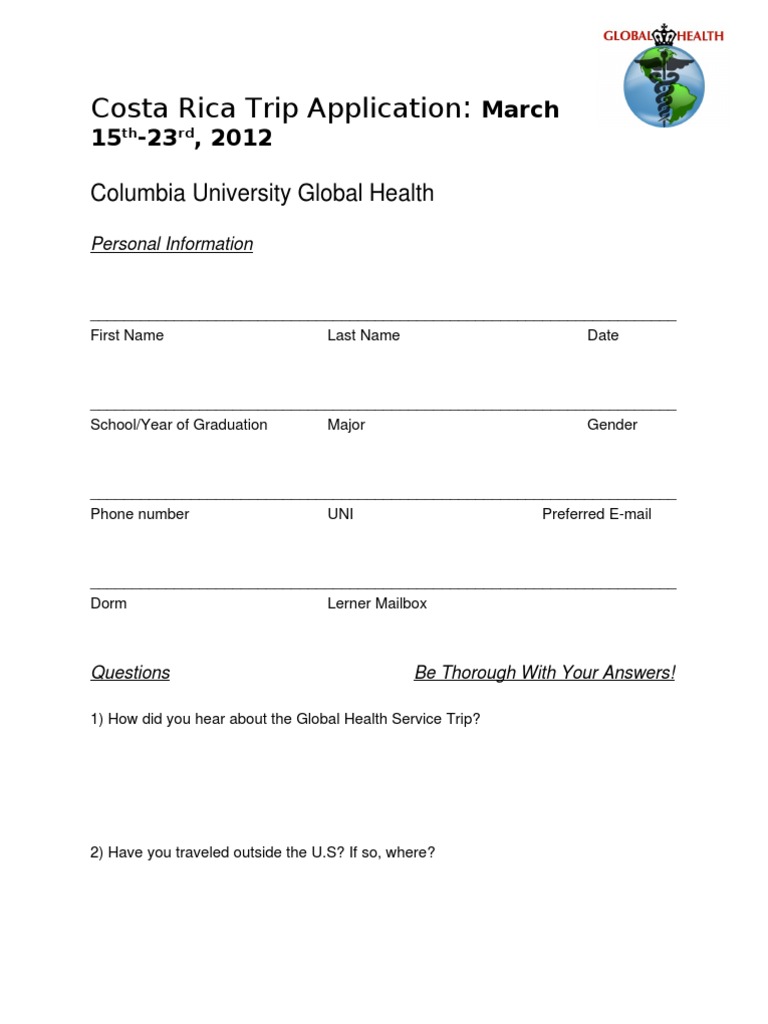 Costa Rica 2013 Application | PDF
