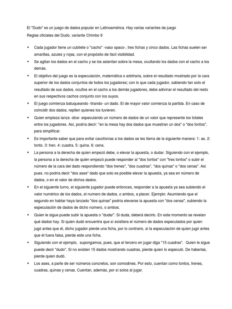 Reglas Del Cacho | PDF | Ocio