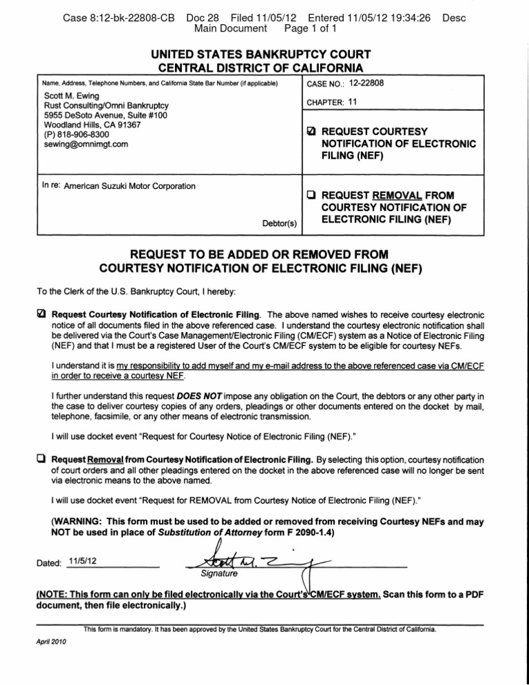 United States Bankruptcy Court Central District of California | PDF