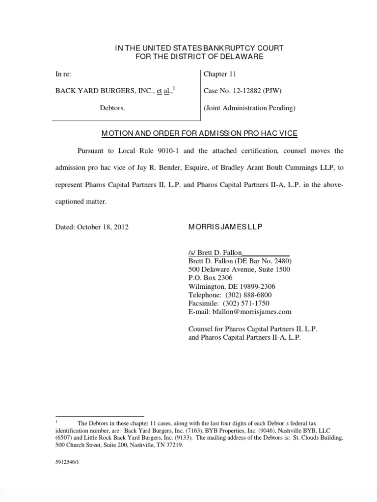 In The United States Bankruptcy Court For The District of Delaware ...