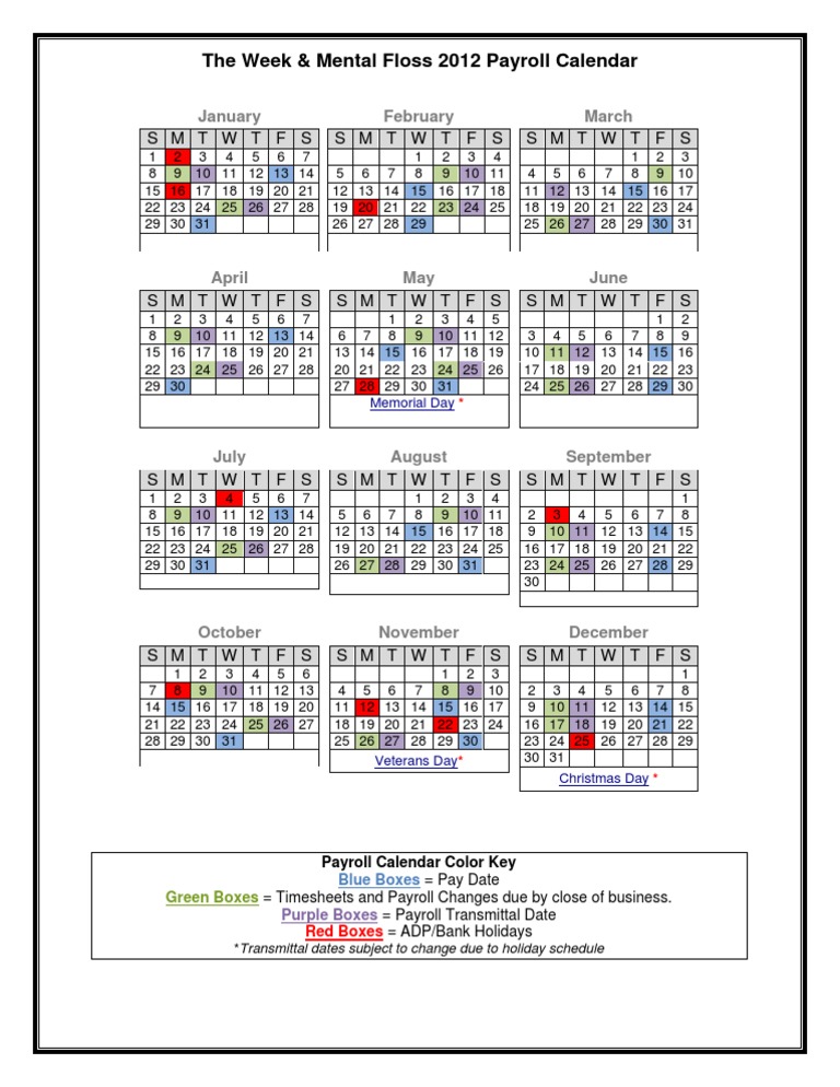 2026 ADP Payroll Calendar Overview | PDF