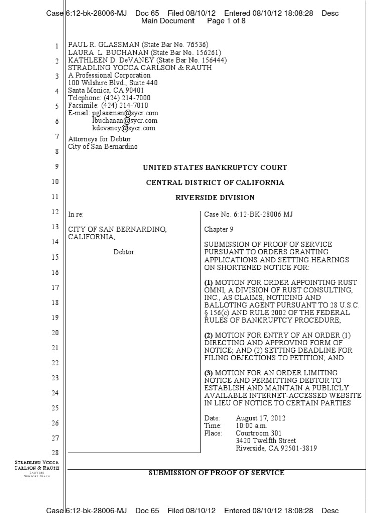 United States Bankruptcy Court Central District of California Riverside ...