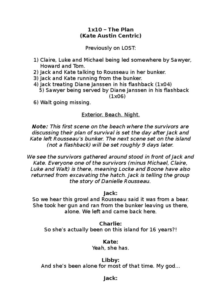 1x10 The Plan | PDF | Characters Created | Television Series