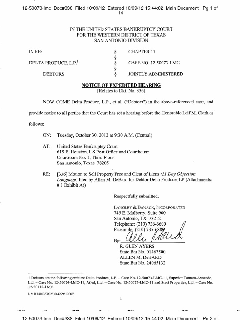 Notice of Expedited Hearing: Language) | PDF