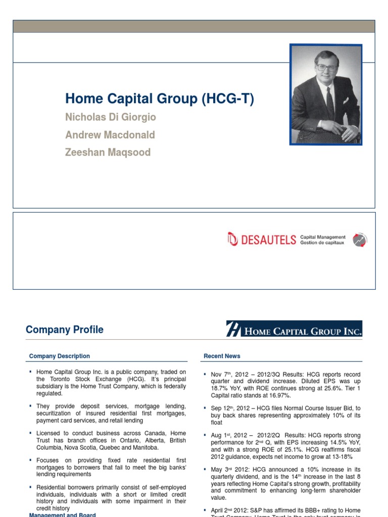 Home Capital Group Initiating Coverage (HCG-T) | PDF | Loan To Value ...