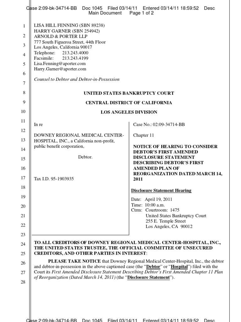 Counsel To Debtor and Debtor-in-Possession | PDF | Chapter 11 | Bankruptcy