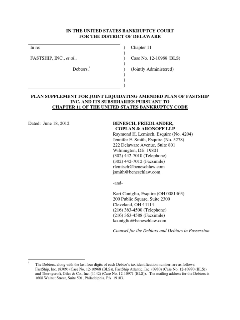 Counsel For The Debtors and Debtors in Possession | PDF | Trust Law | Trustee