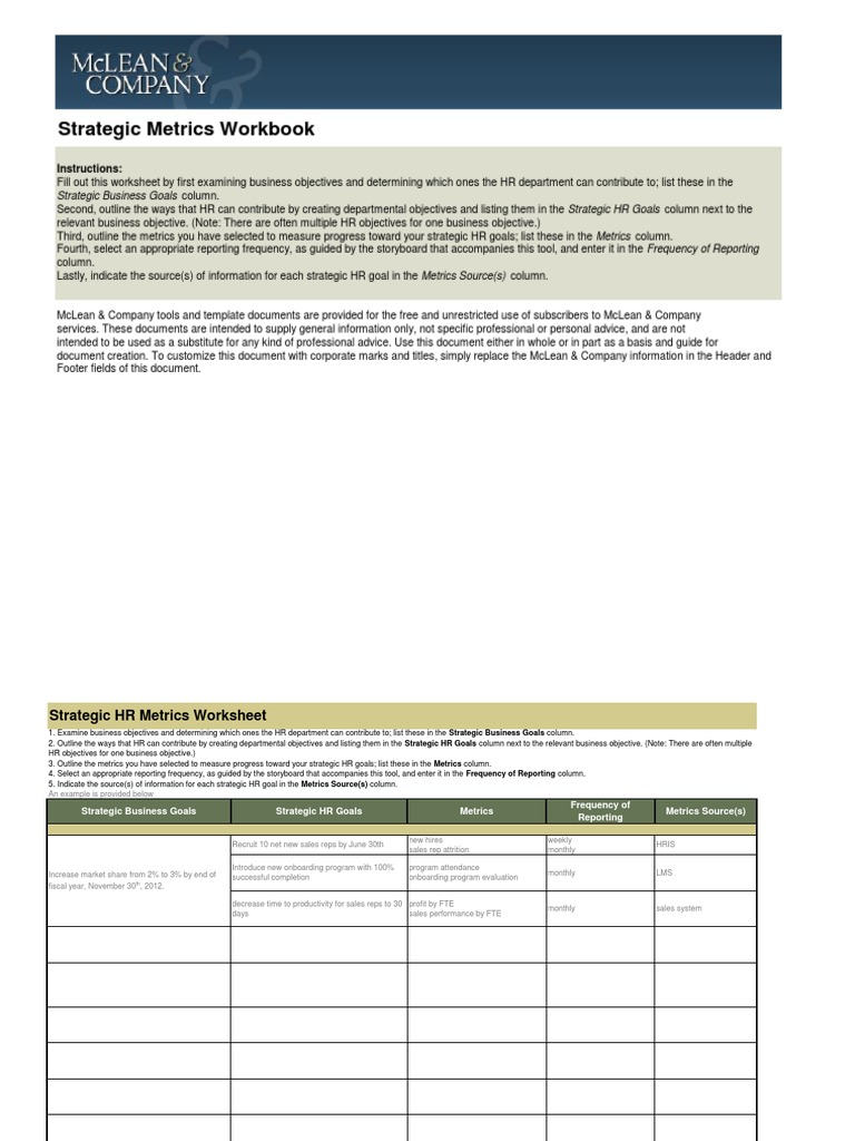 HR Strategic HR Metrics Workbook | PDF | Economies | Business