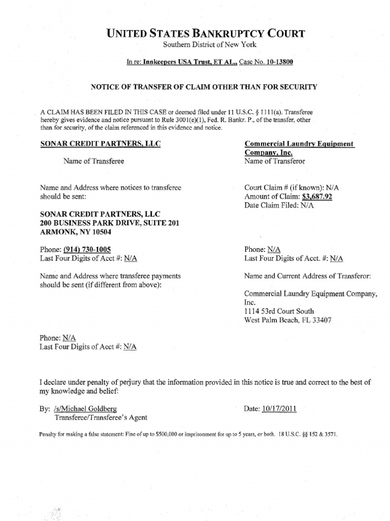 United States Bankruptcy Court | PDF | Assignment (Law) | Bankruptcy