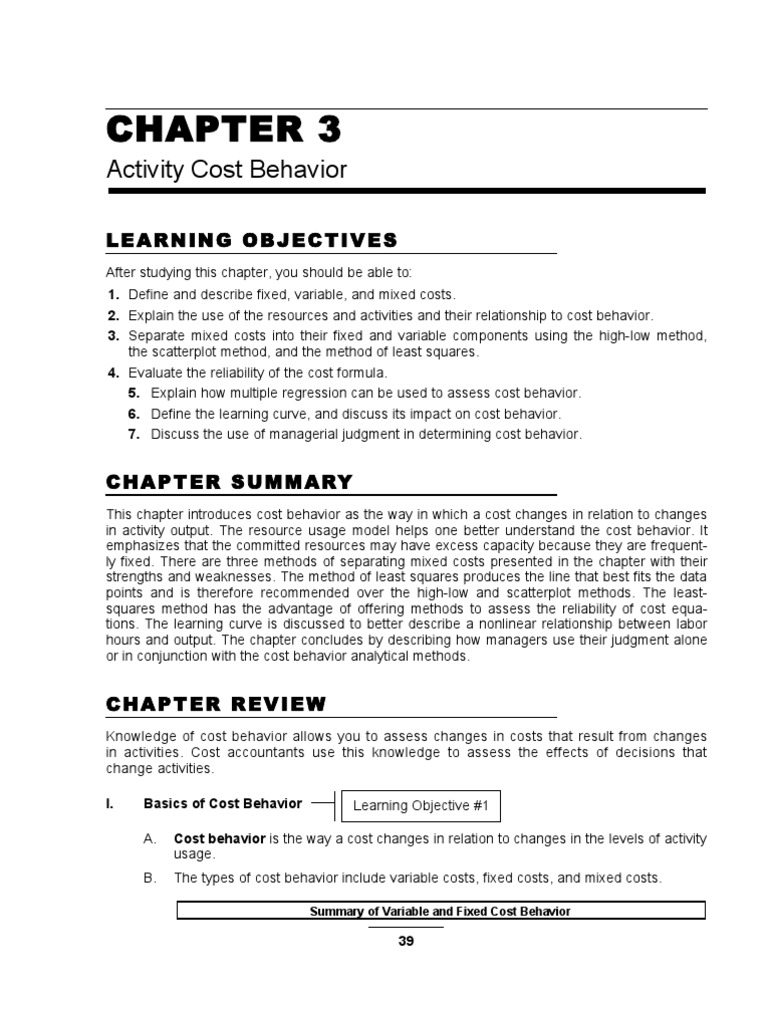 CHAPTER 3 Activity Cost Behavior | PDF | Errors And Residuals | Coefficient Of Determination
