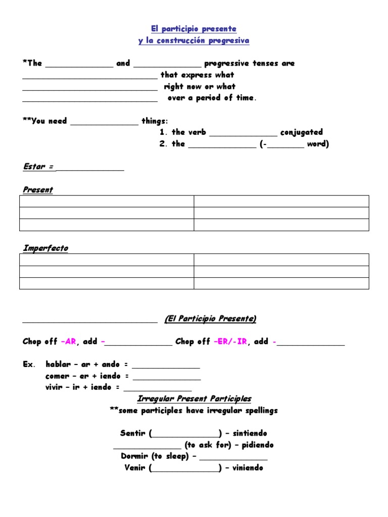 Progressive Tense Guided Notes | PDF | Career & Growth