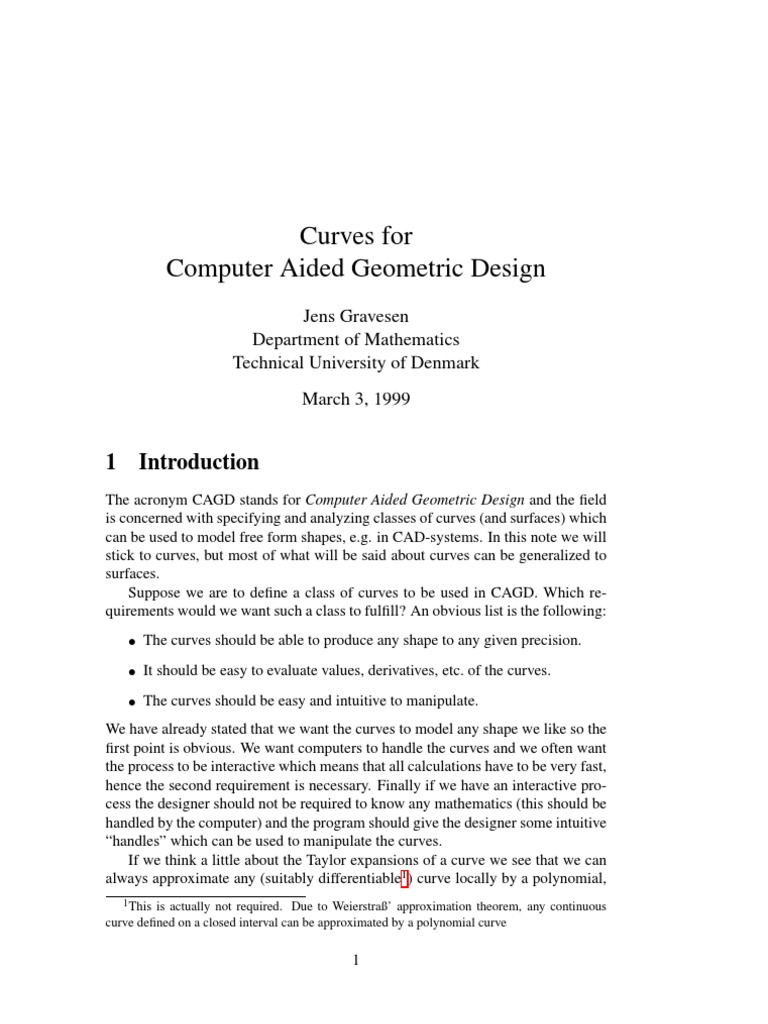 Curves For Computer Aided Geometric Design | PDF | Curve | Analysis