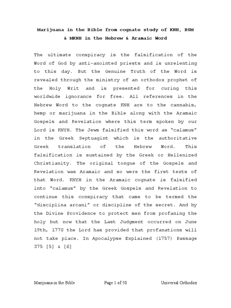 Marijuana in The Bible | PDF | Jacob | Book Of Genesis